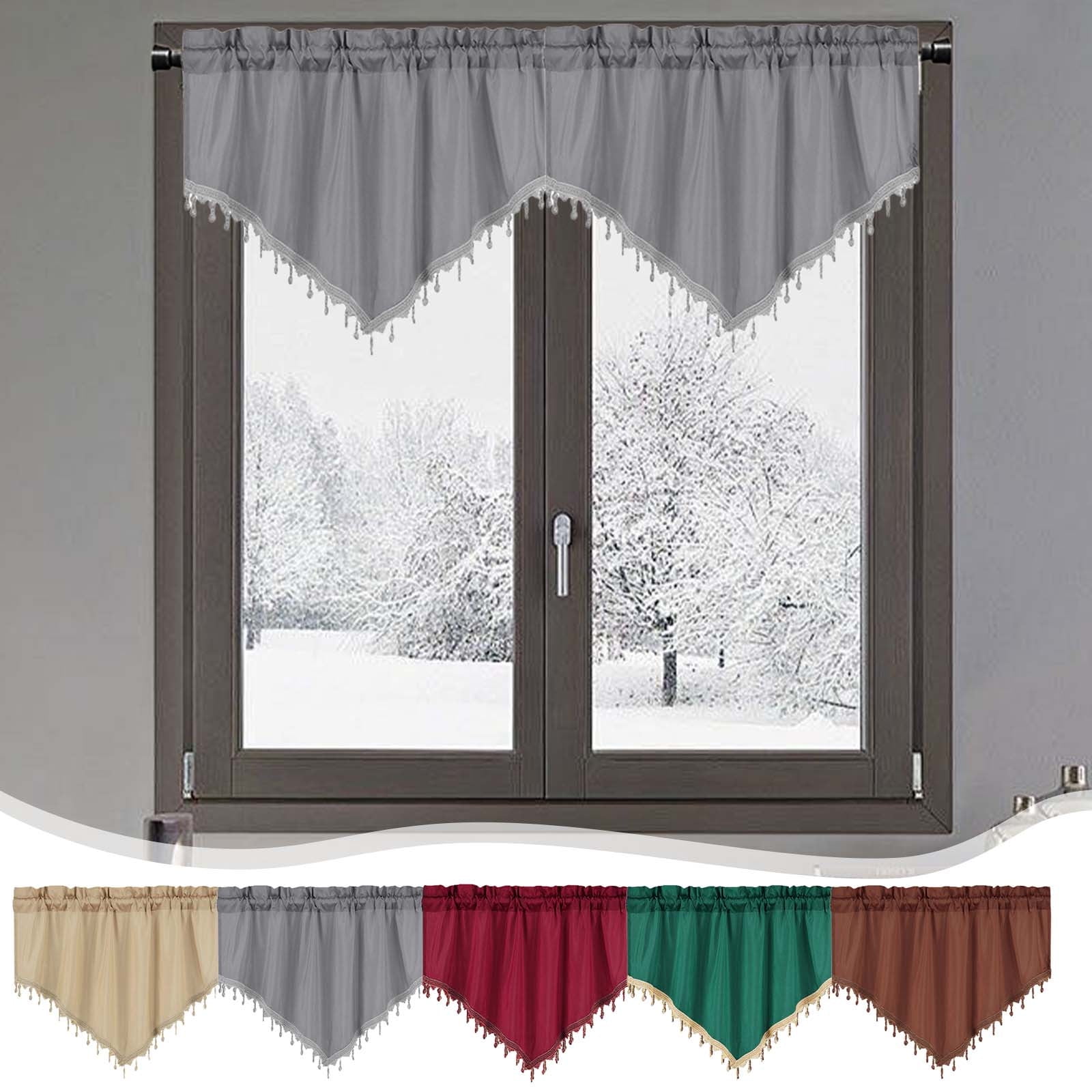 Leodye Solid color triangle curtain, Linen Blend Curtains Semi Sheer ...