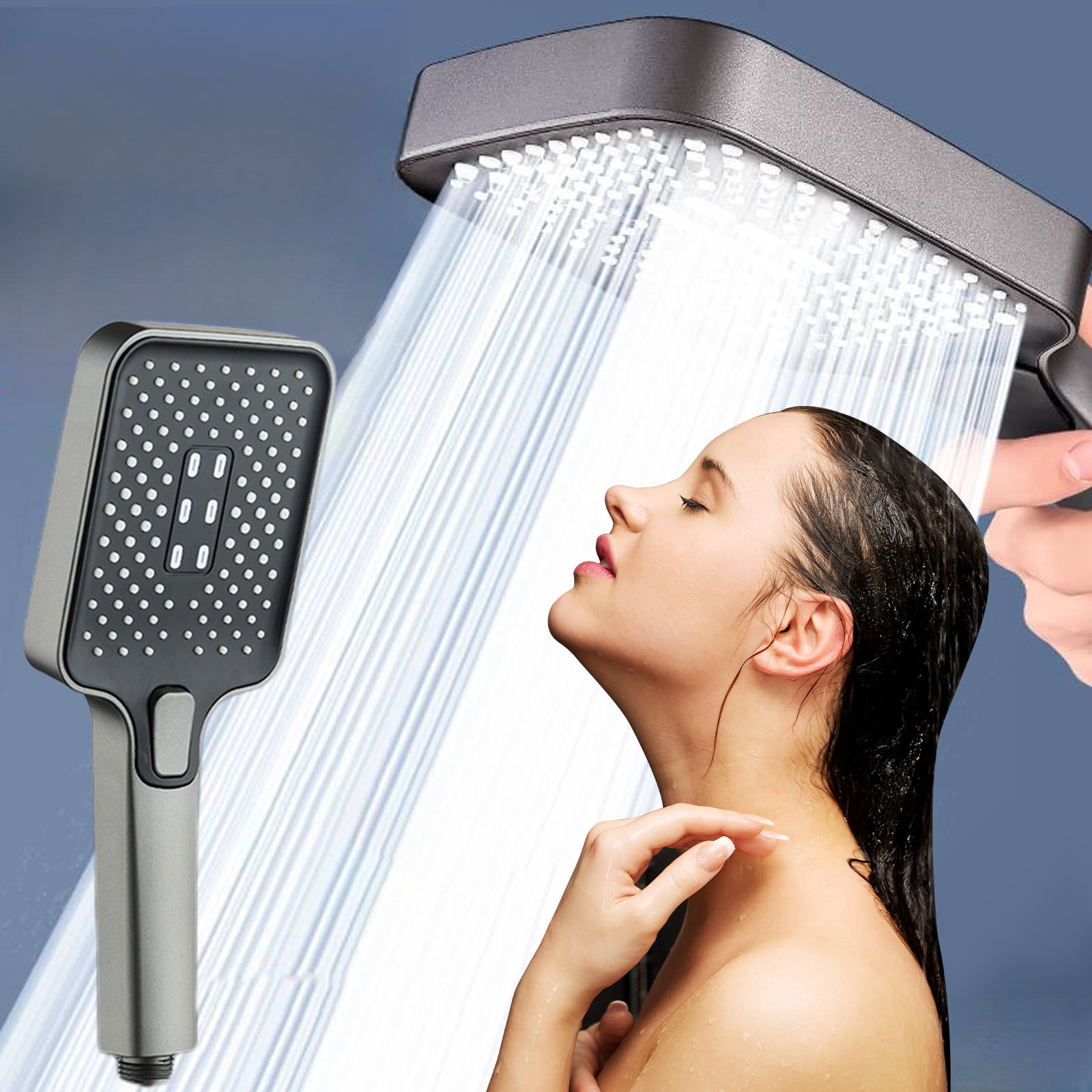 Leodye Squares Shower Head with Handheld Spray Combo , Waterfall ...