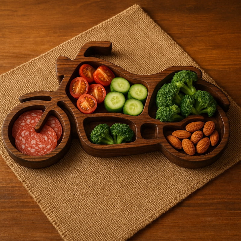 Leodye Wooden Vehicle Snack Tray,Precision-Carved Dark Wood Machine ...