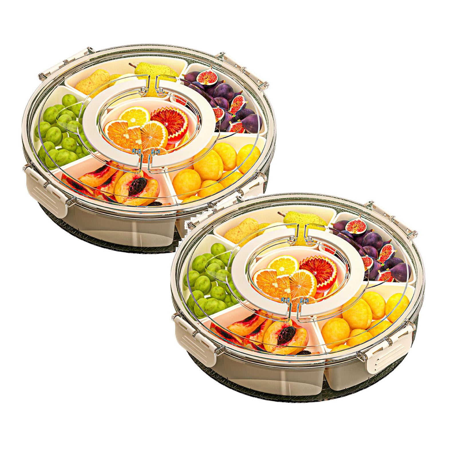 Leojiow 2Pcs 4.5L Sealed Rotating Vegetable And Fruit Tray Rotating ...