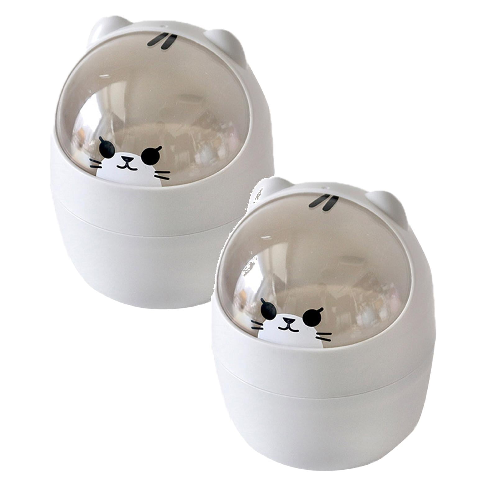 Leojiow 2Pcs Cute Desktop Trash Can Small Garbage Can With Flip Lid ...