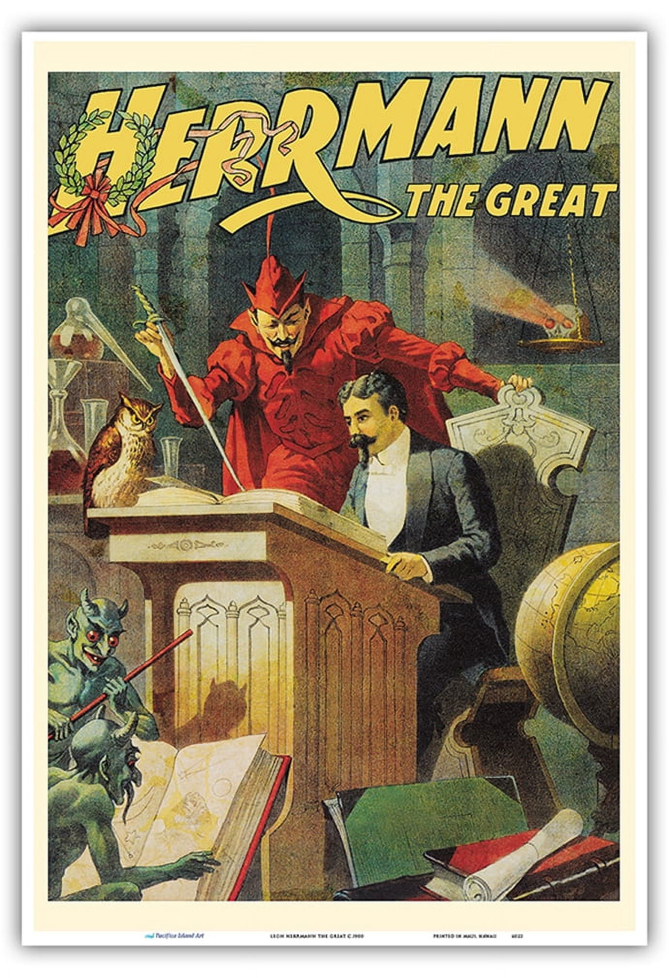 Leon Herrmann the Great - Vintage Magic Poster c.1900 - Master Art Print (Unframed) 13in x 19in ...