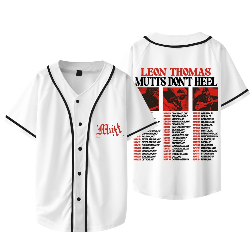 Leon Thomas Mutts Don't Heel Tour 2025 Baseball Jacket Tee Women Men V ...
