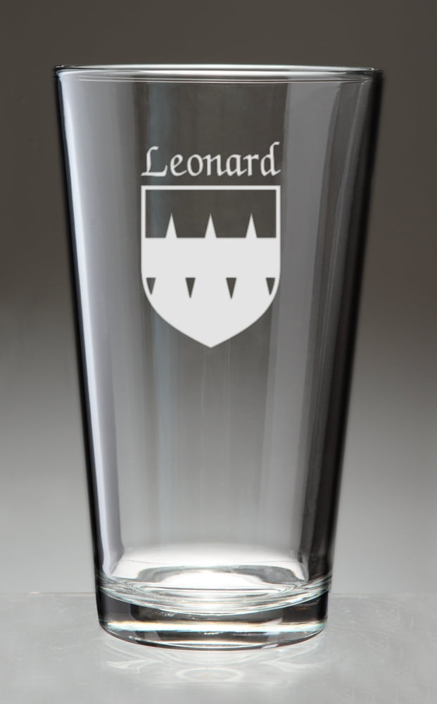 Leonard Irish Coat of Arms Pint Glasses - Set of 4 (Sand Etched ...