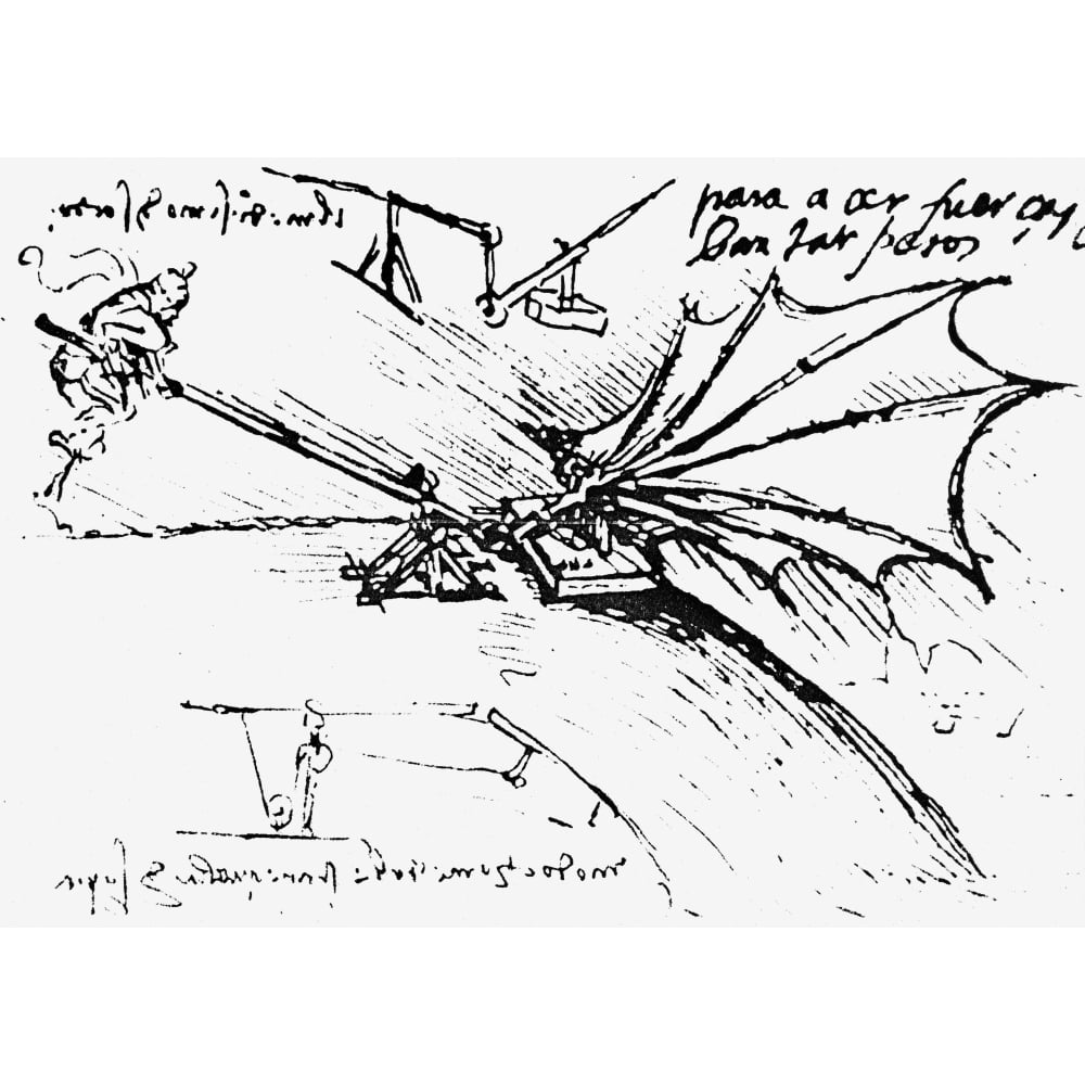 Leonardo Ornithopter. Nleonardo Da Vinci'S Drawing Of A Wing-Testing ...