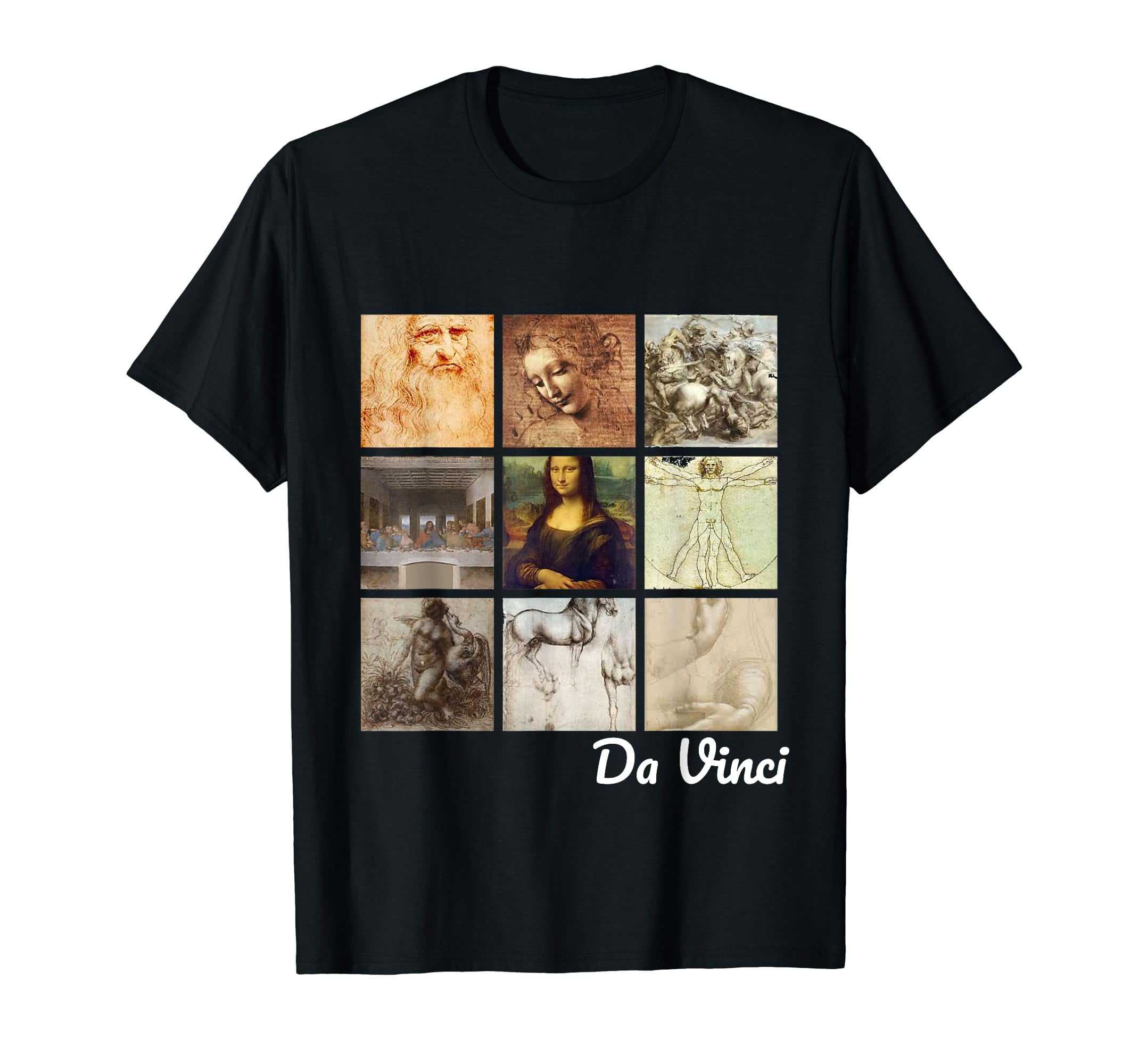 Leonardo da Vinci Art - Mona Lisa, Vitruvian Man, Portrait T-Shirt ...