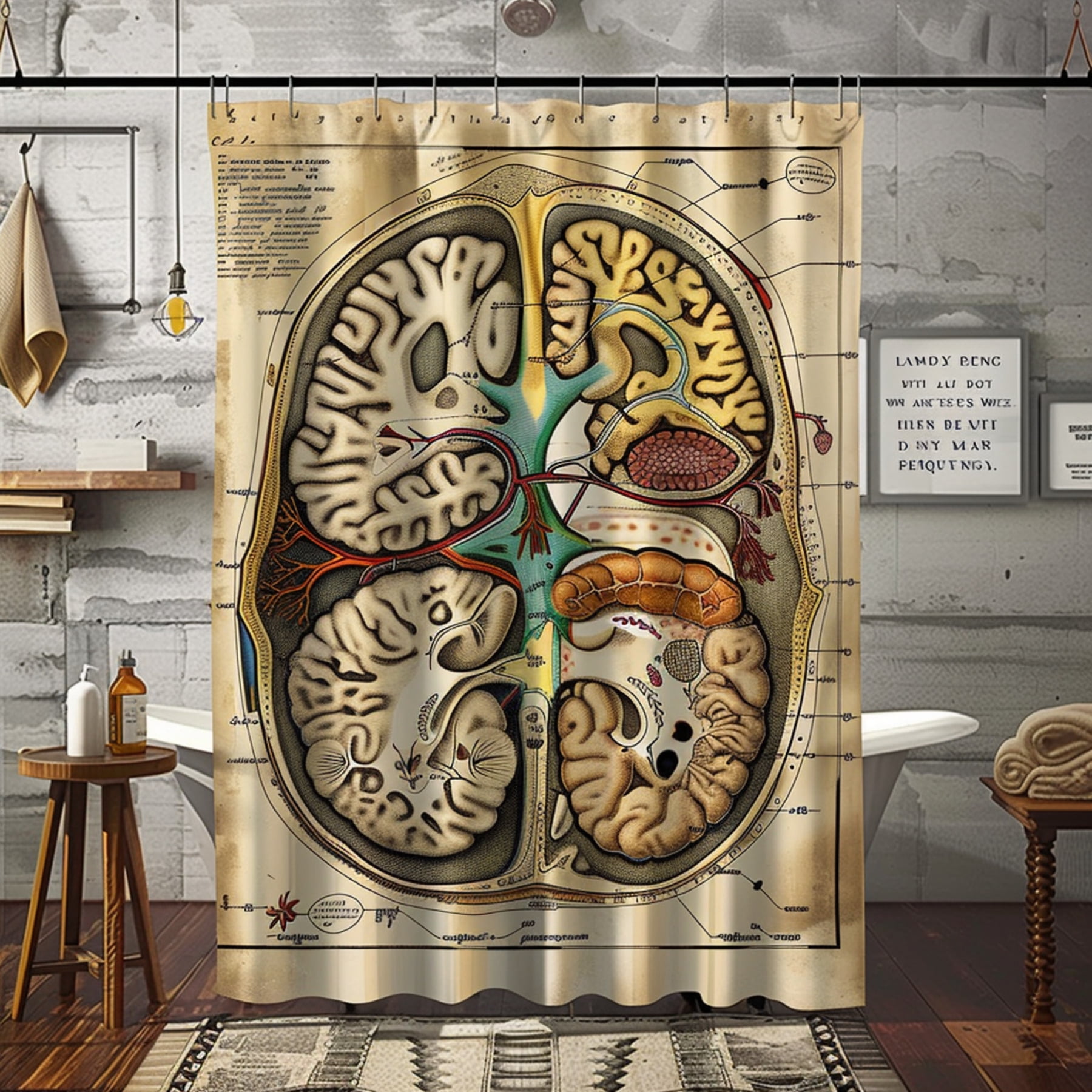 Leonardo da Vinci Style Human Anatomy Cross Section Shower Curtain ...