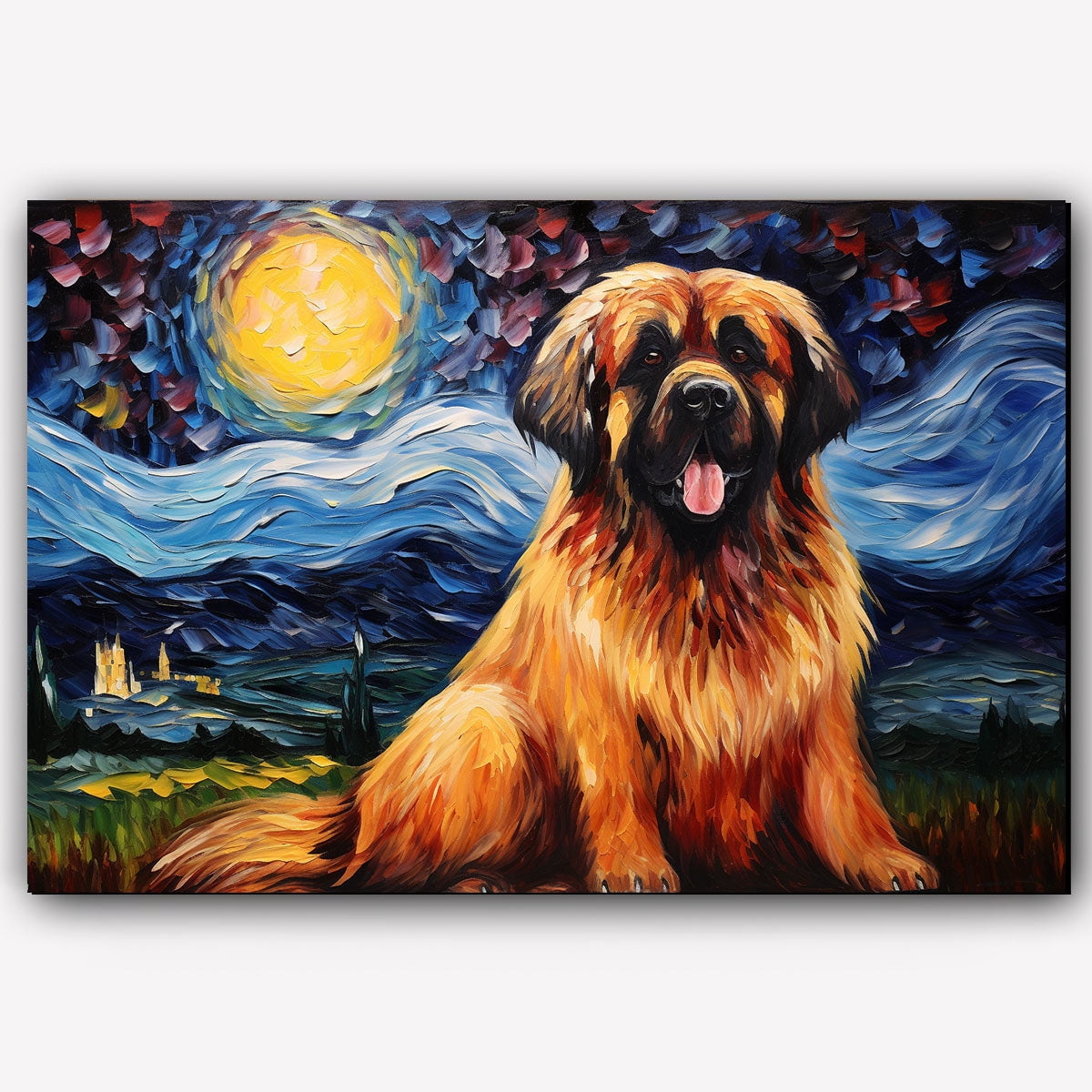 Leonberger Canvas Wall Art with Starry Night Van Gogh Painting Pictures ...