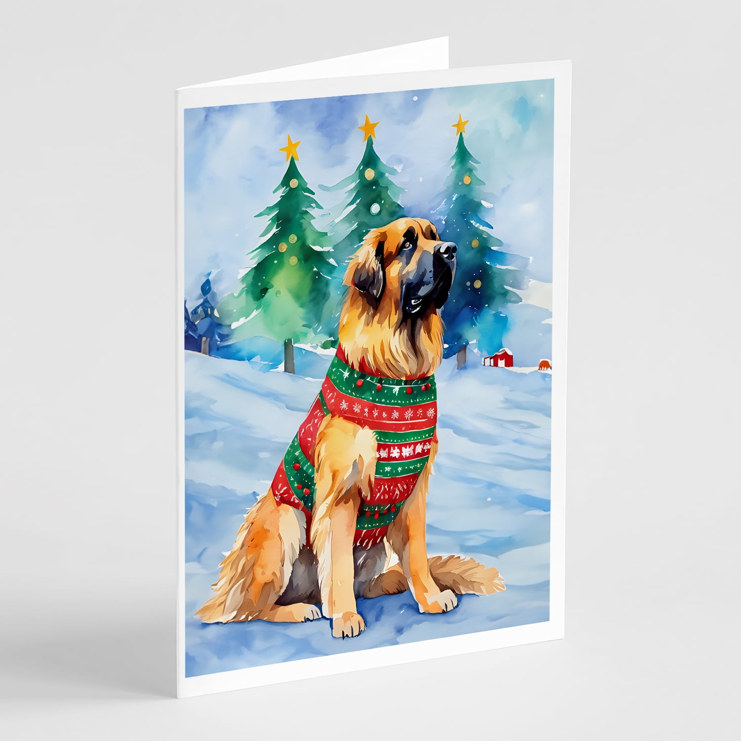 Leonberger Christmas Greeting Cards Pack of 8 7 in x 5 in - Walmart ...