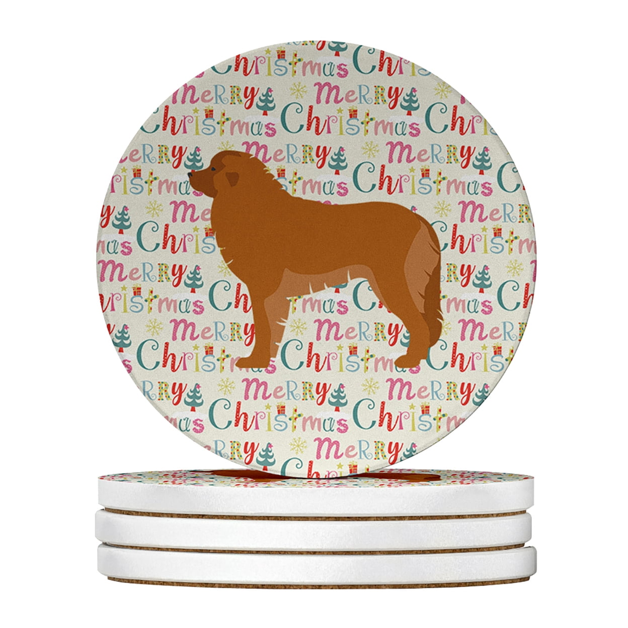 Leonberger Merry Christmas Large Sandstone Coasters Pack of 4 4 in x 4 ...