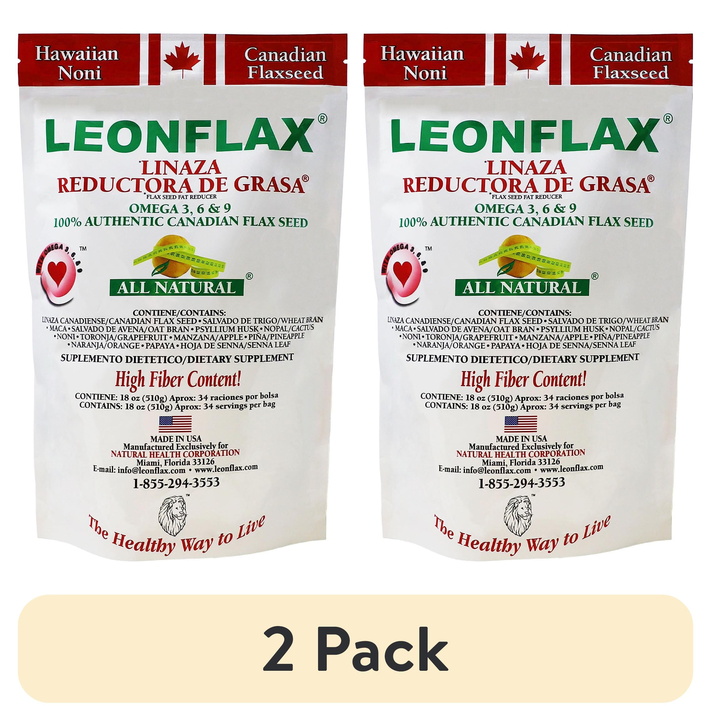 (2 pack) Leonflax 100% Authentic Canadian Flax Seed Dietary Supplement ...