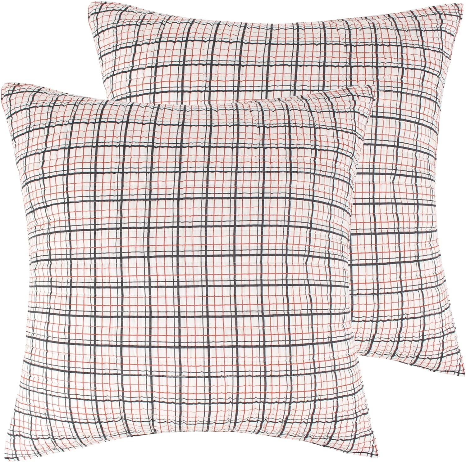 Leonora Quilted Euro Shams Set of Two (26 x 26 in.) Graph Squares ...