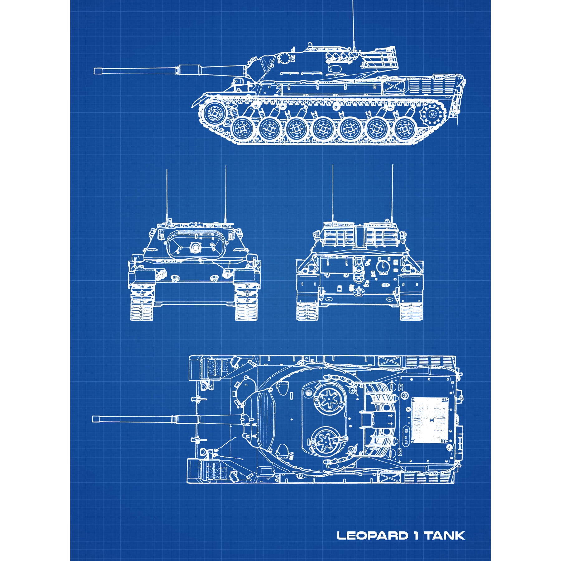 Leopard 1 Main Battle Tank Military Blueprint Plan Extra Large XL Wall ...