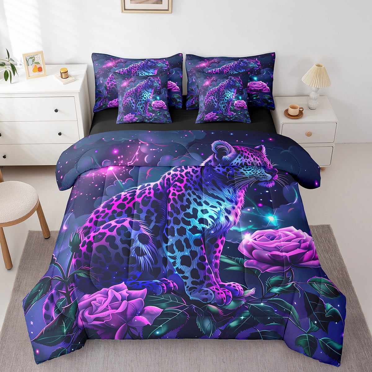 Leopard 7 Piece Comforter Set Full Bed in a Bag,Western Sheet Set with ...