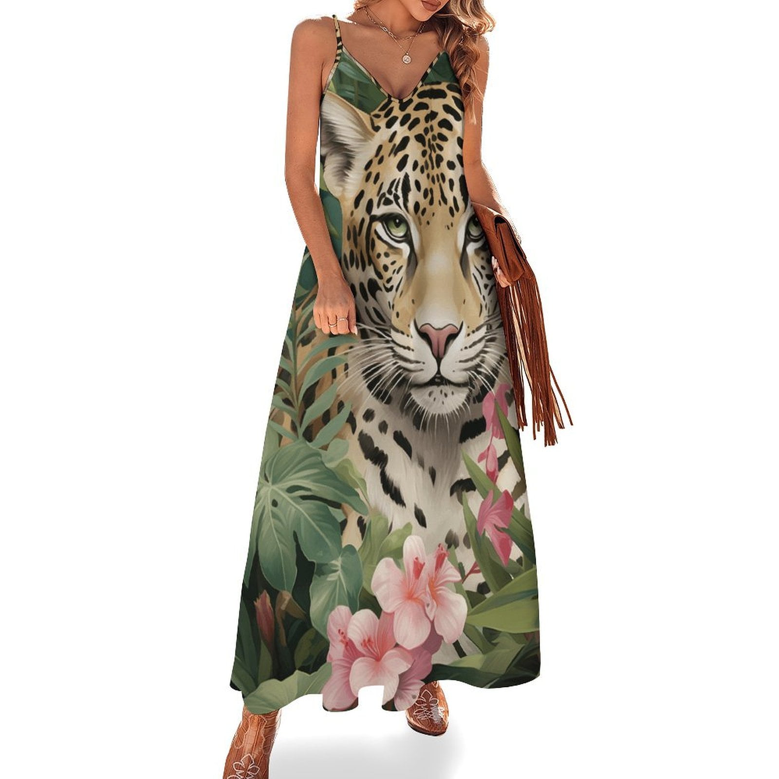 Leopard (70) Dress Party Ladies Skinny Suspender Ankle Long Dress ...