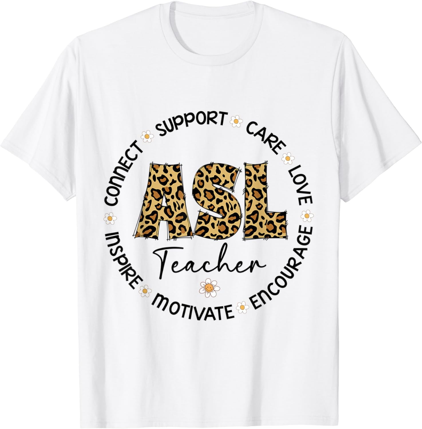 Leopard ASL Teacher Appreciation Week back to school T-Shirt - Walmart.com