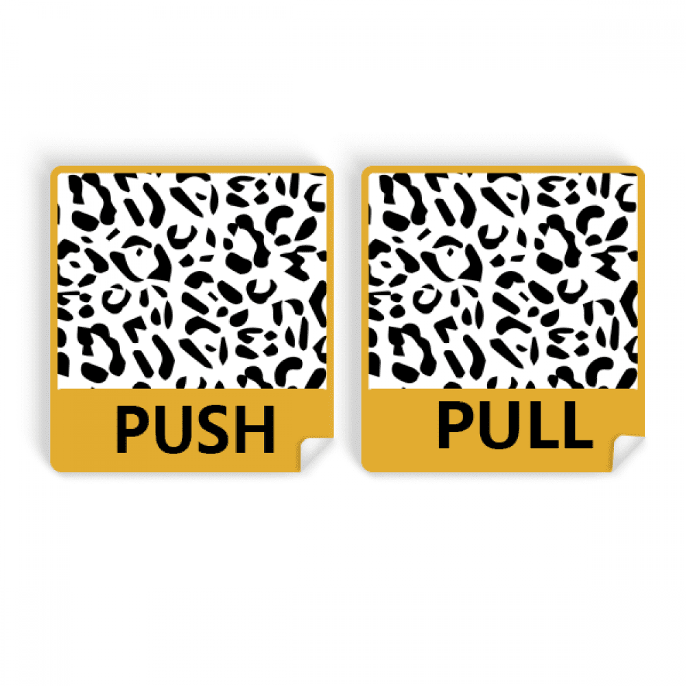 Leopard Animal Art Grain Illustration Pattern Push Pull Door Sign Vinyl ...