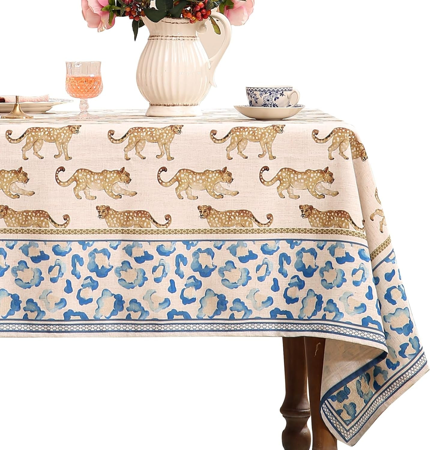 Leopard Animal Linen Table Cloth Soft Breathable Tabletop Cover ...