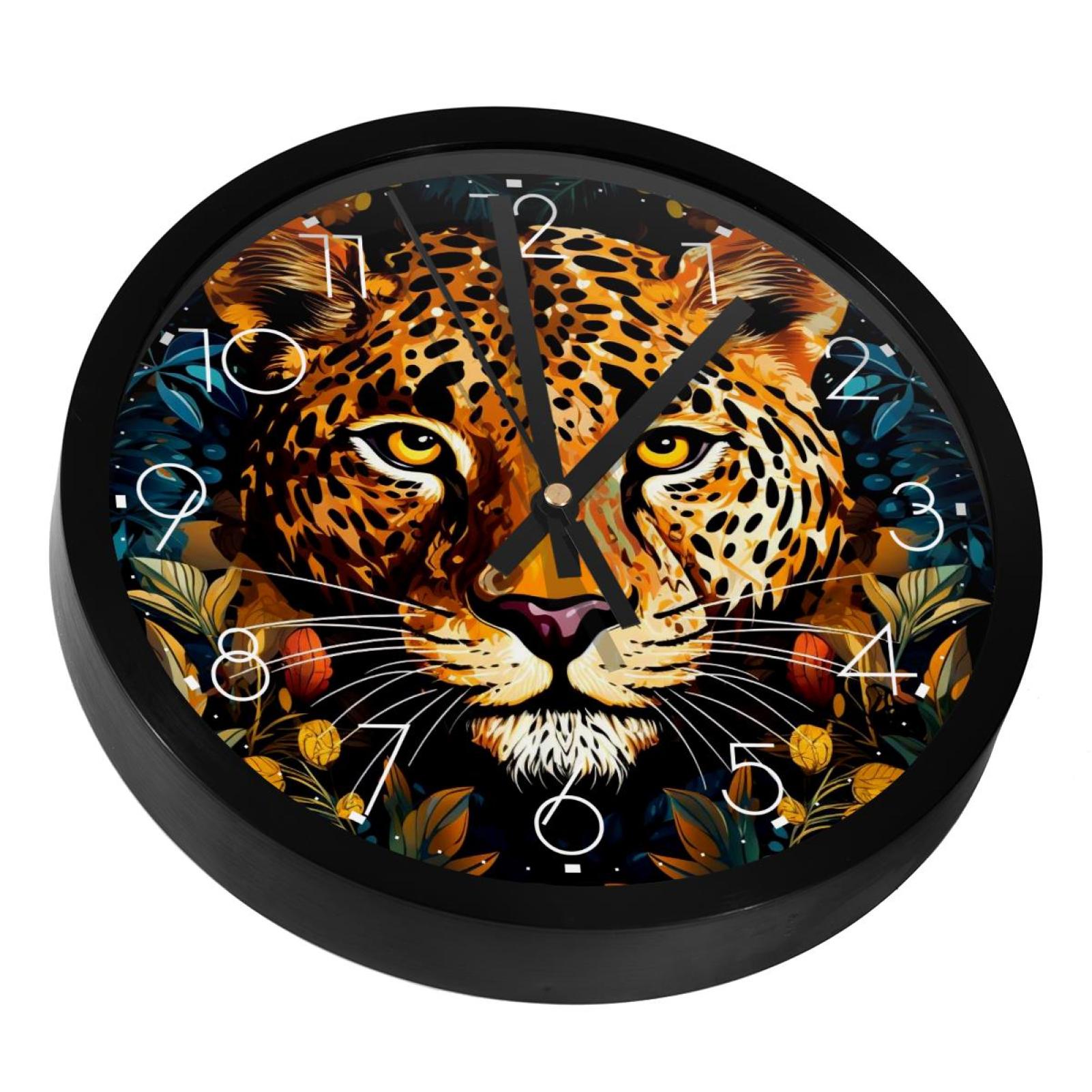 Leopard Animal Silent Wall Clock, Non Ticking Battery Operated 9.8 Inch ...