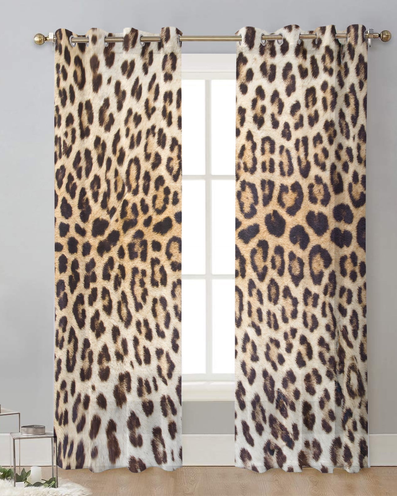 Leopard Animal Texture Tulle Drapes for Living Room Bedroom Sheer ...