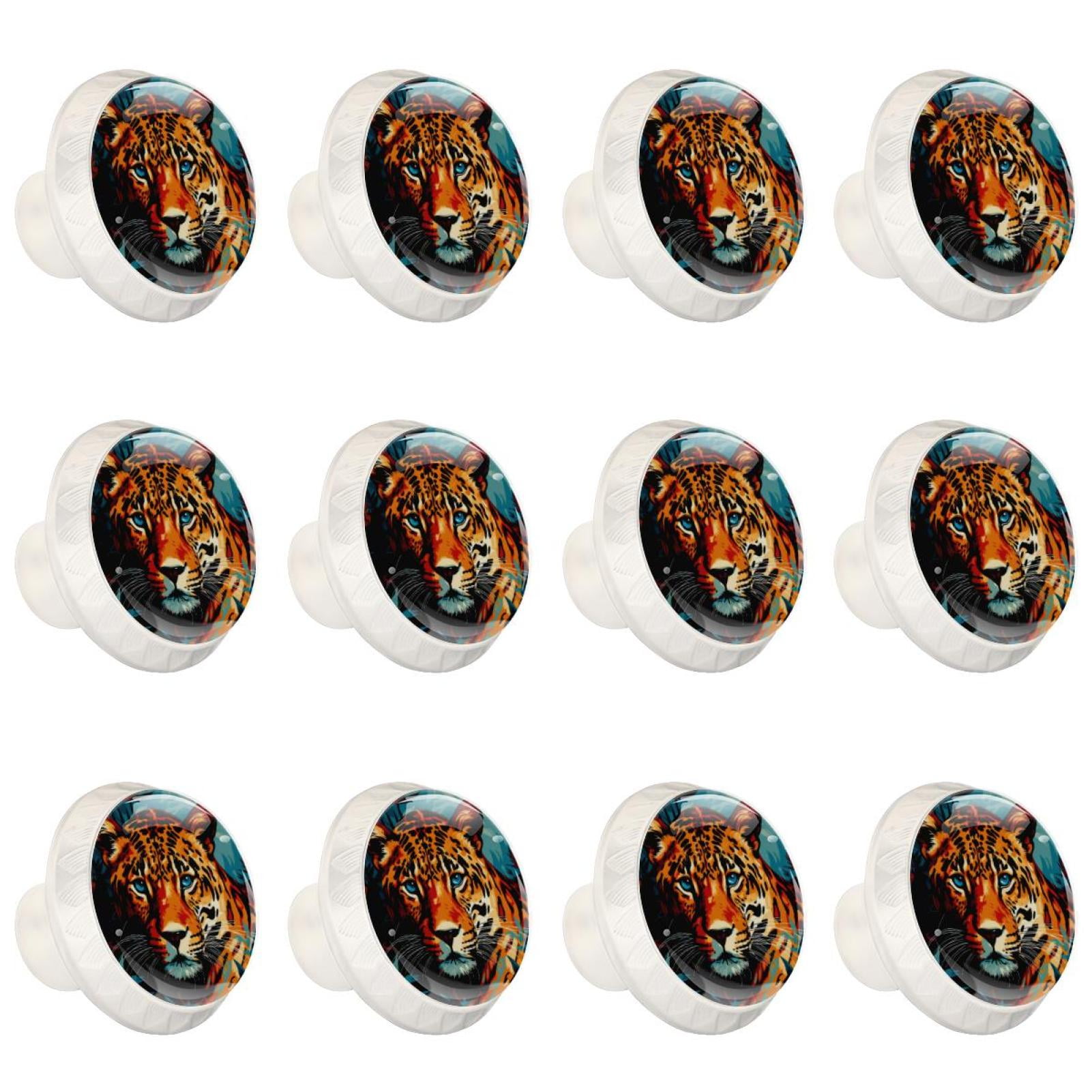 Leopard Animals 12 Pcs White Round Drawer Pulls with Screws,ABS and ...