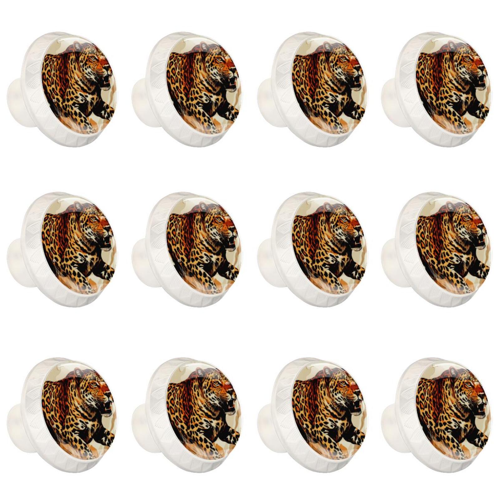Leopard Animals 12 Pcs White Round Drawer Pulls with Screws,ABS and ...