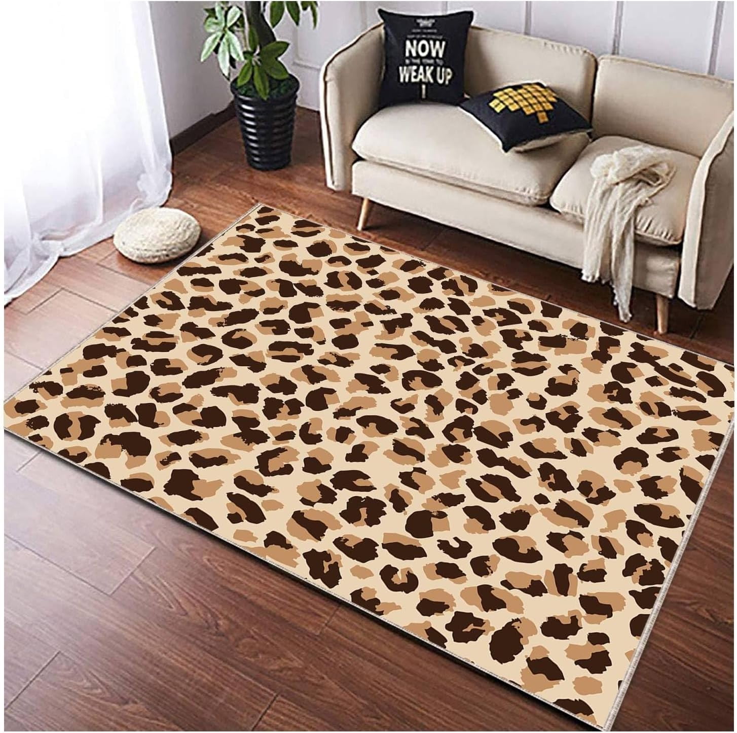 Leopard Area Rug, Vibrant Texture Pattern Printed Rugs, Minimalist Art ...