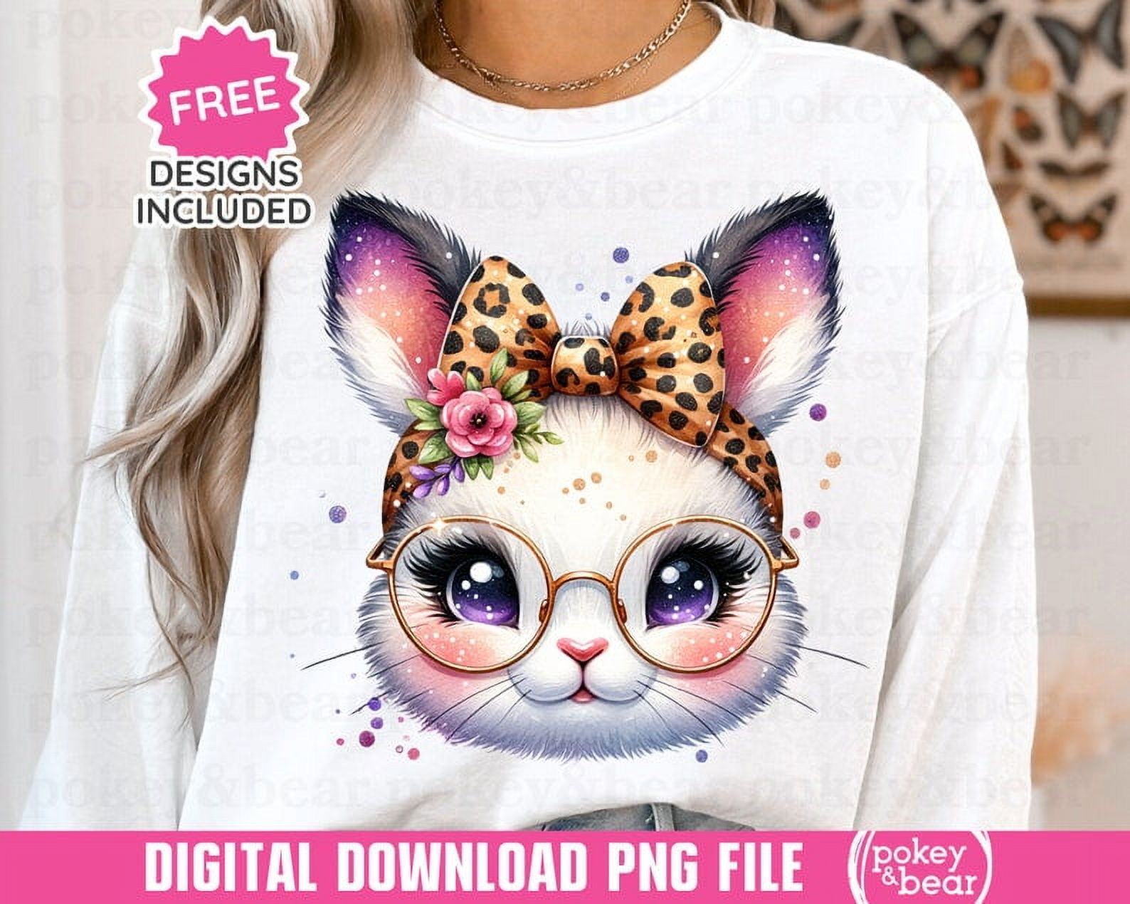 Leopard Bandana Bunny Png Sublimation Design Cheetah Bunny Shirt Design ...