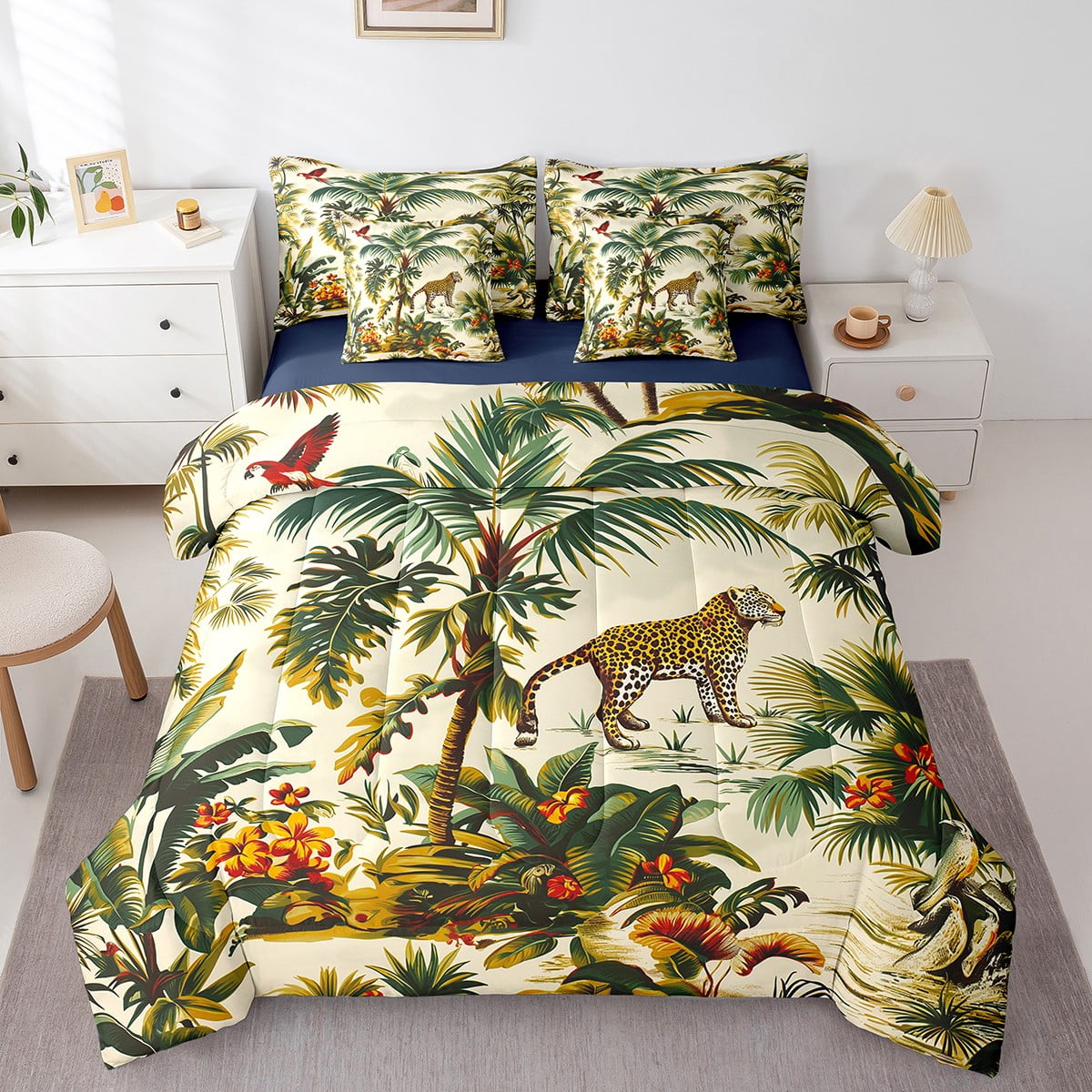 Leopard Bed in a Bag 7 Piece for Adult Women Western Farmhouse Beddig ...