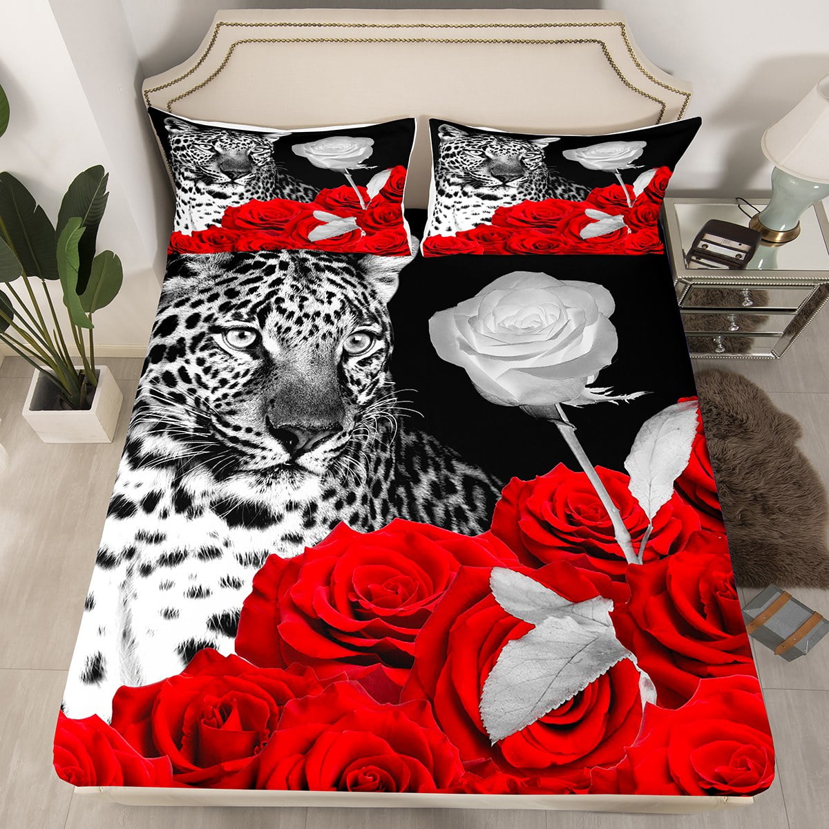 Leopard Bed Sheets Queen Size, 3D Animal Print Bedding Set with 2 ...
