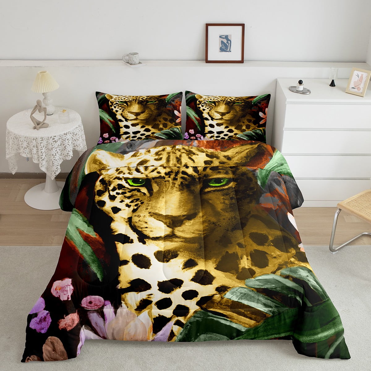 Leopard Bedding Animal Cheetah Comforter Set for Girls Boys Kids ...