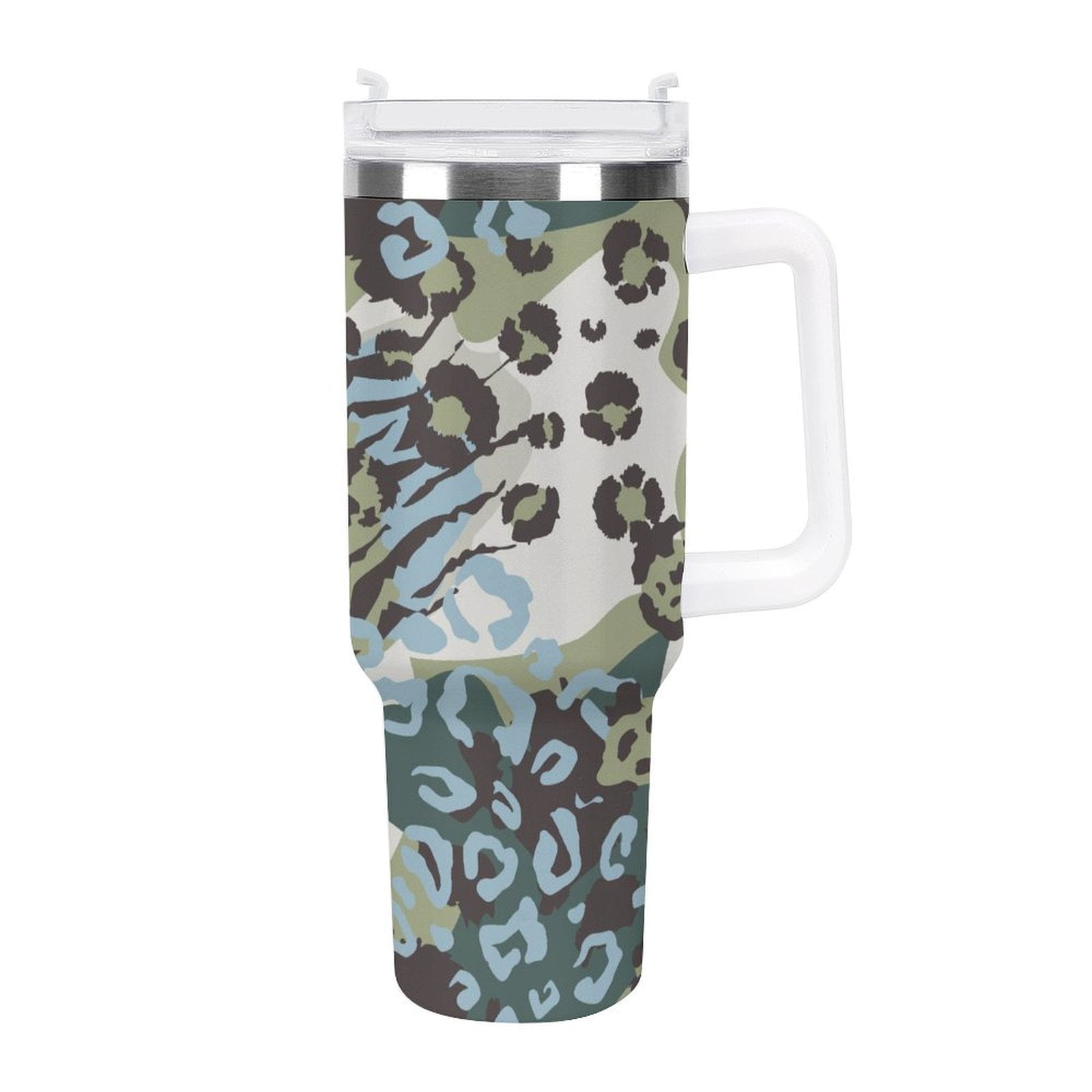 Leopard Camouflage Print 40 Oz Tumbler with Handle and Straw Lid ...