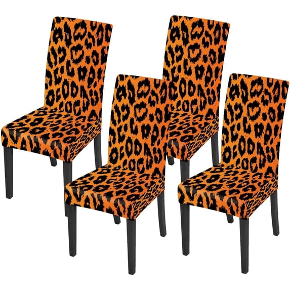 Leopard Chair Covers Set of 4, Stretchable Kitchen Chair Covers Dining ...