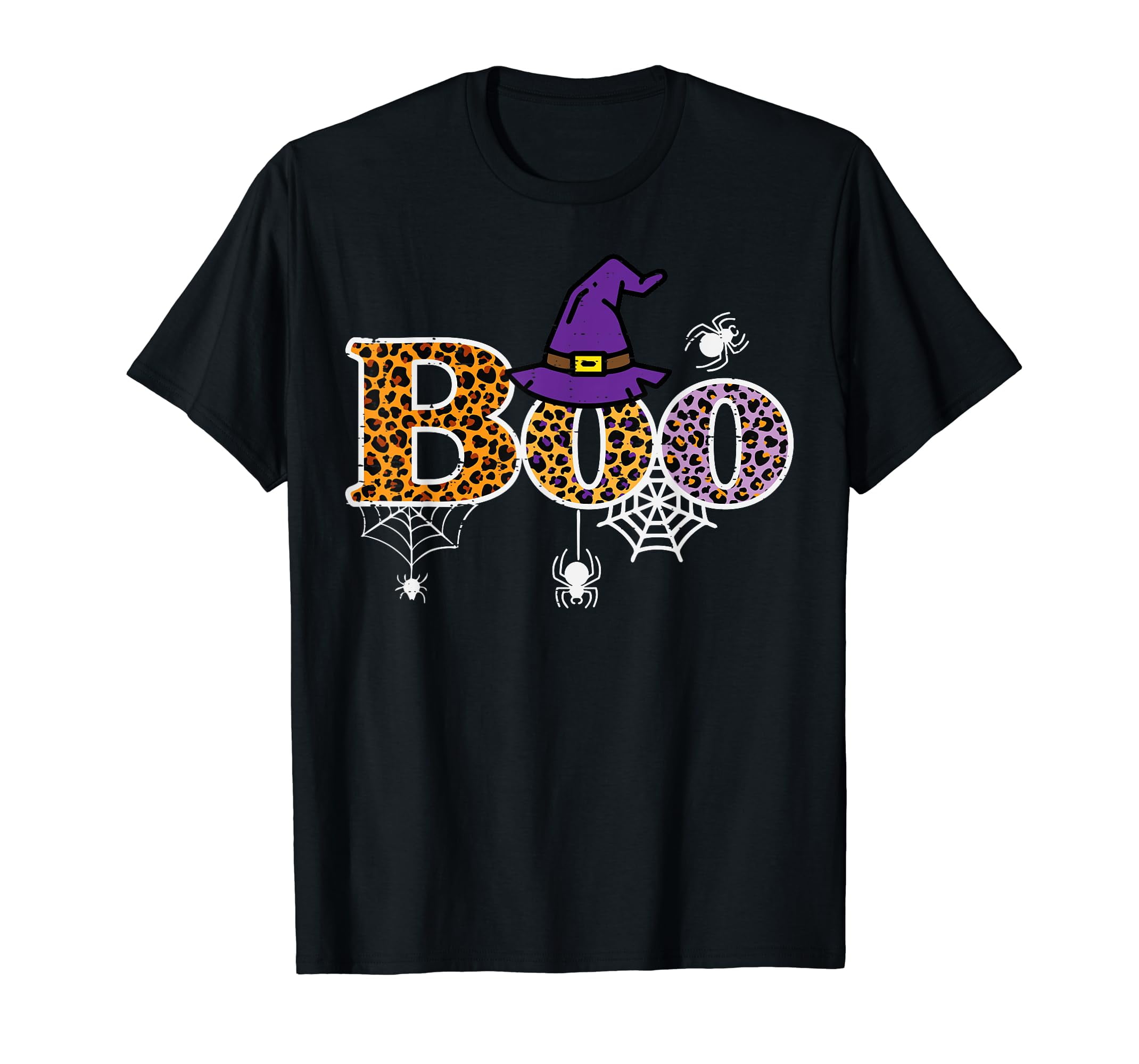 Leopard Cheetah Boo Witch Spider Halloween Costume For Women T-Shirt ...