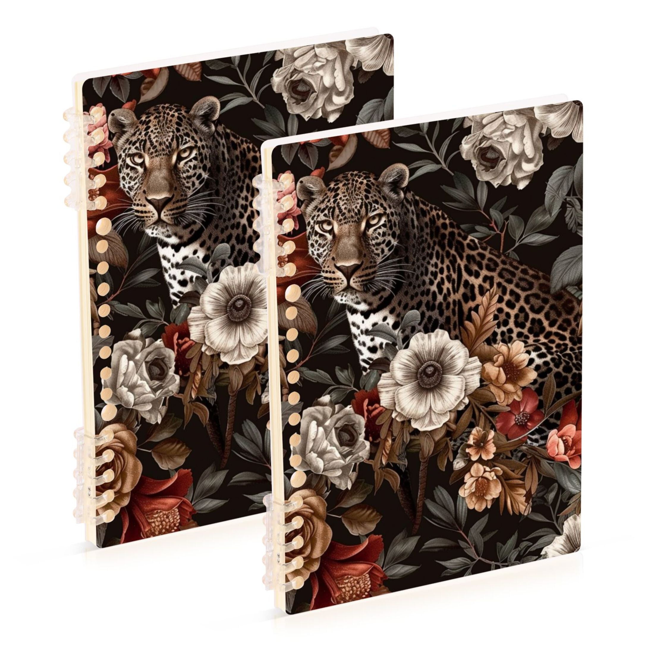 Leopard Cheetah Flowers Ring Binder Notebook Journey Note Diary College ...