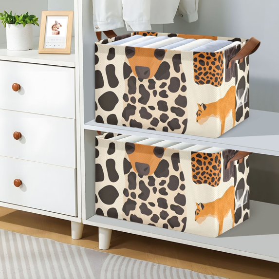 Leopard Cheetah Foldable Storage Large Fabric Storage Baskets Organizer ...
