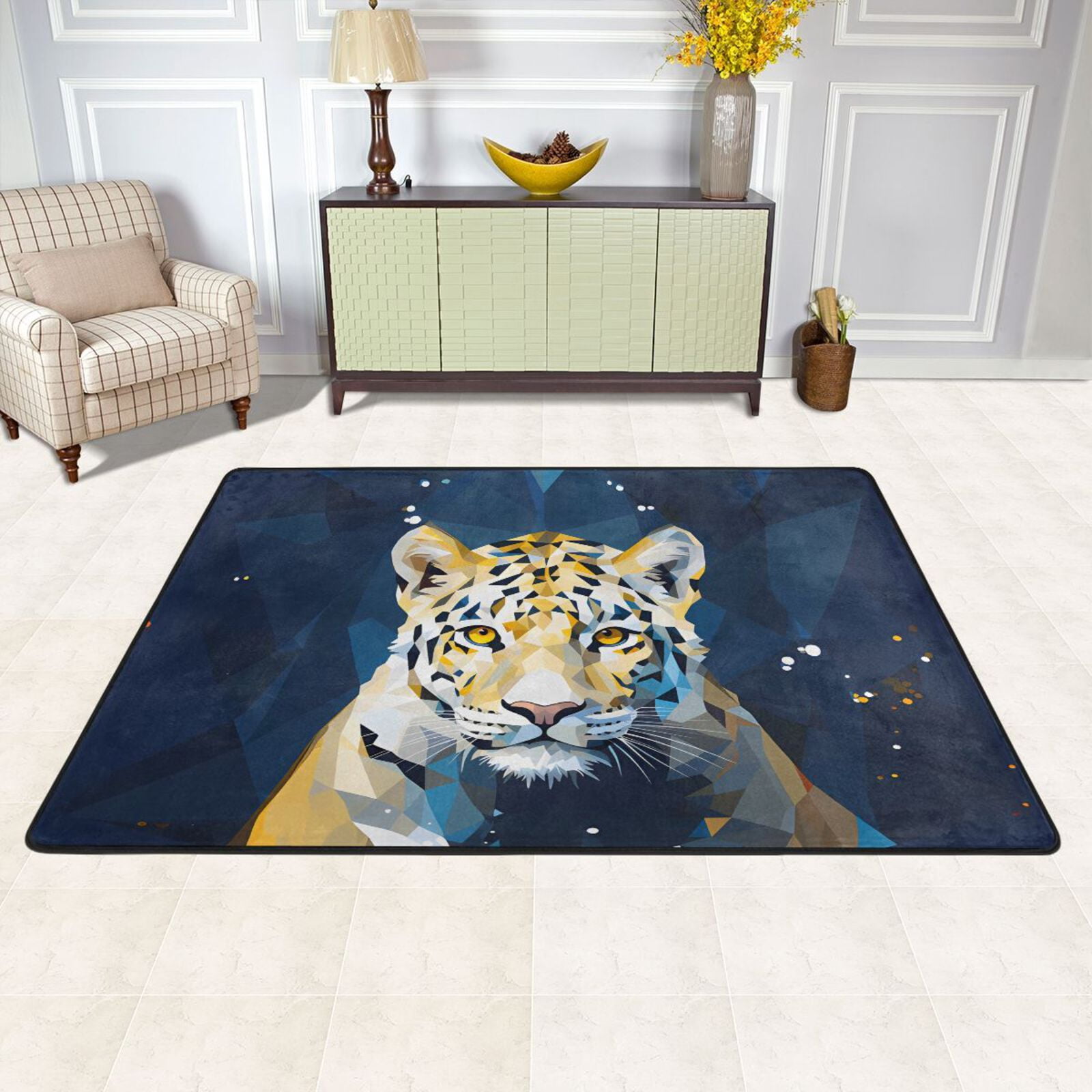 Leopard Cheetah Front Area Rug Washable 72 x 48 Floor Carpet Mat Non ...