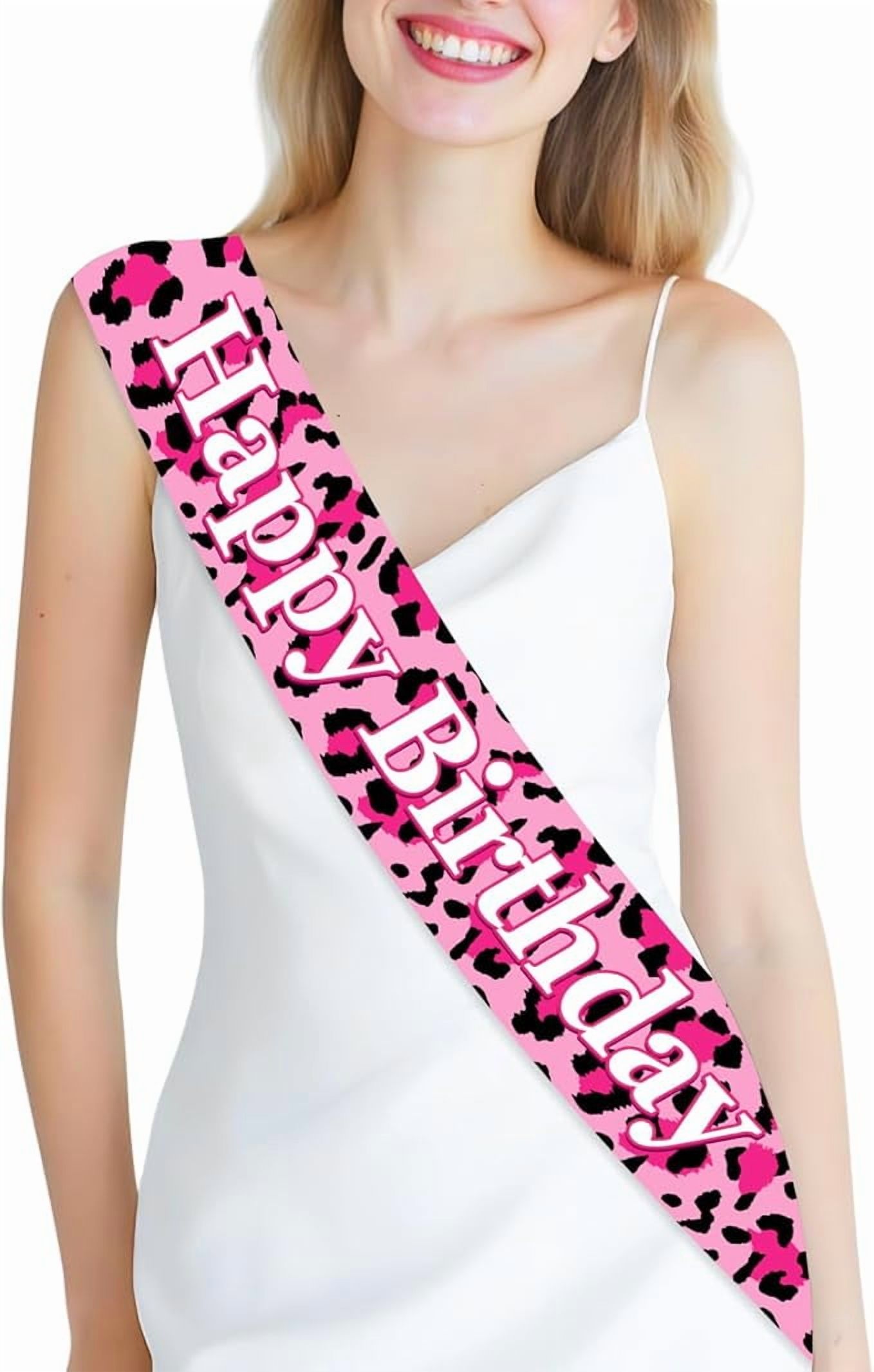 Leopard Cheetah Happy Birthday Sash Girls Pink Leopard Birthday Party ...