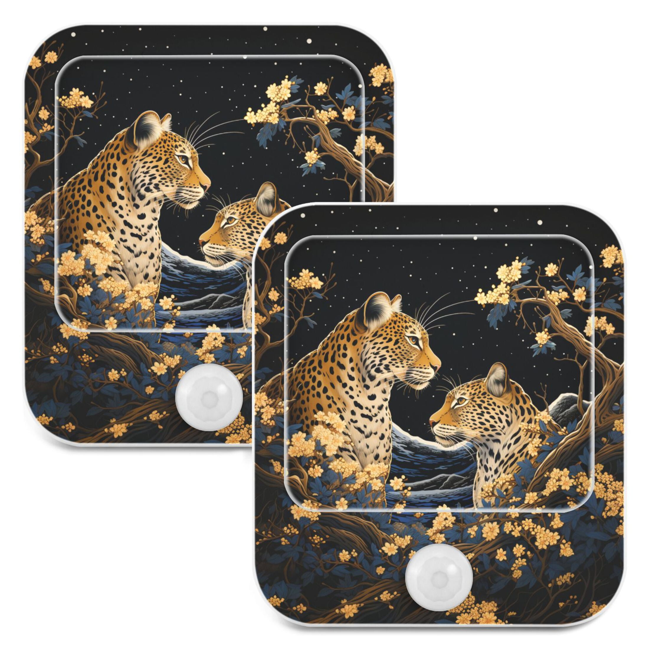 Leopard Cheetah Leaves Wood Night Lights Plug into Wall LED with Auto ...