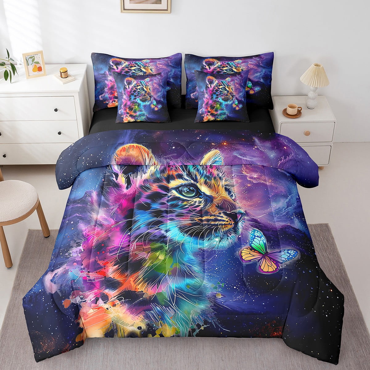 Leopard Cheetah Print King Comforter Set 7-Piece Woodland Wildlife ...