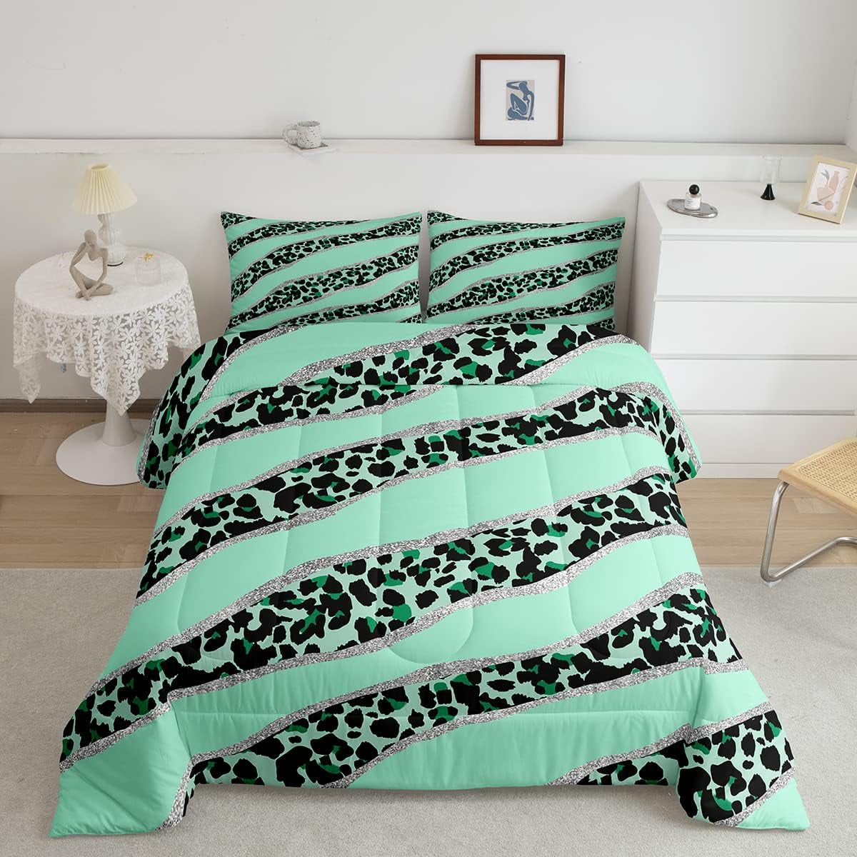 Leopard Cheetah Print King Comforter Set African Safari Animal Bedding ...