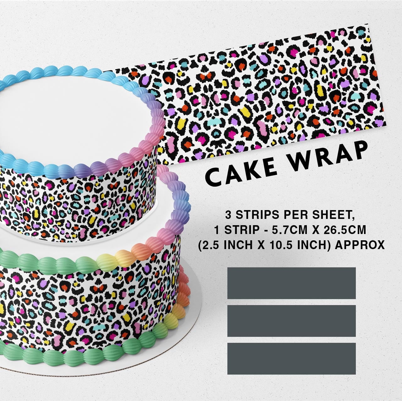 Leopard Cheetah Print Pattern Color Strips Edible Icing Printed Cake ...