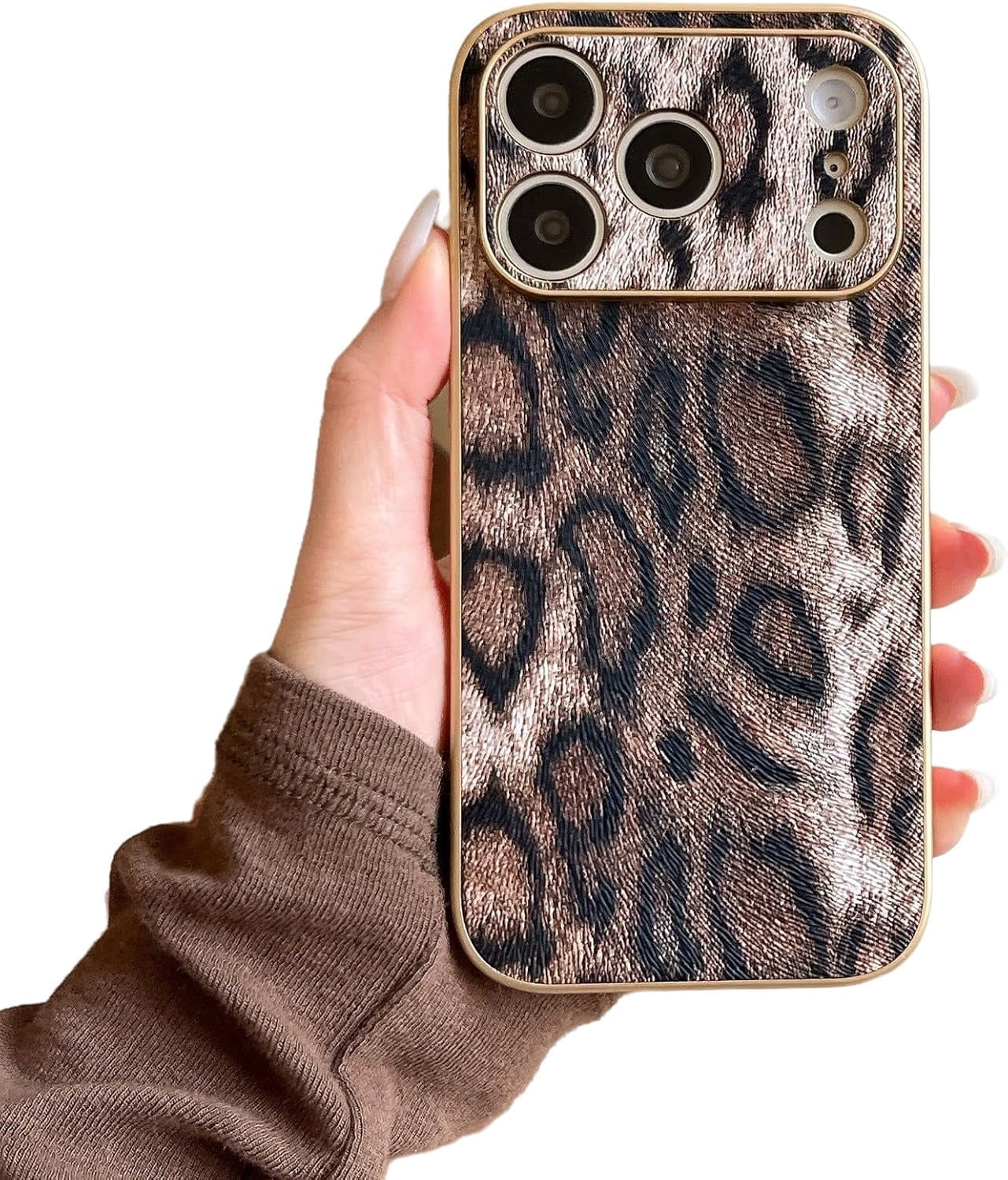 Leopard Cheetah Print Plating Side Camera Len Protection Phone Case for ...