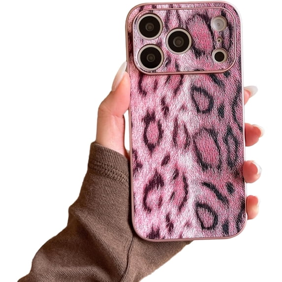 Leopard Cheetah Print Plating Side Camera Len Protection Phone Case for ...