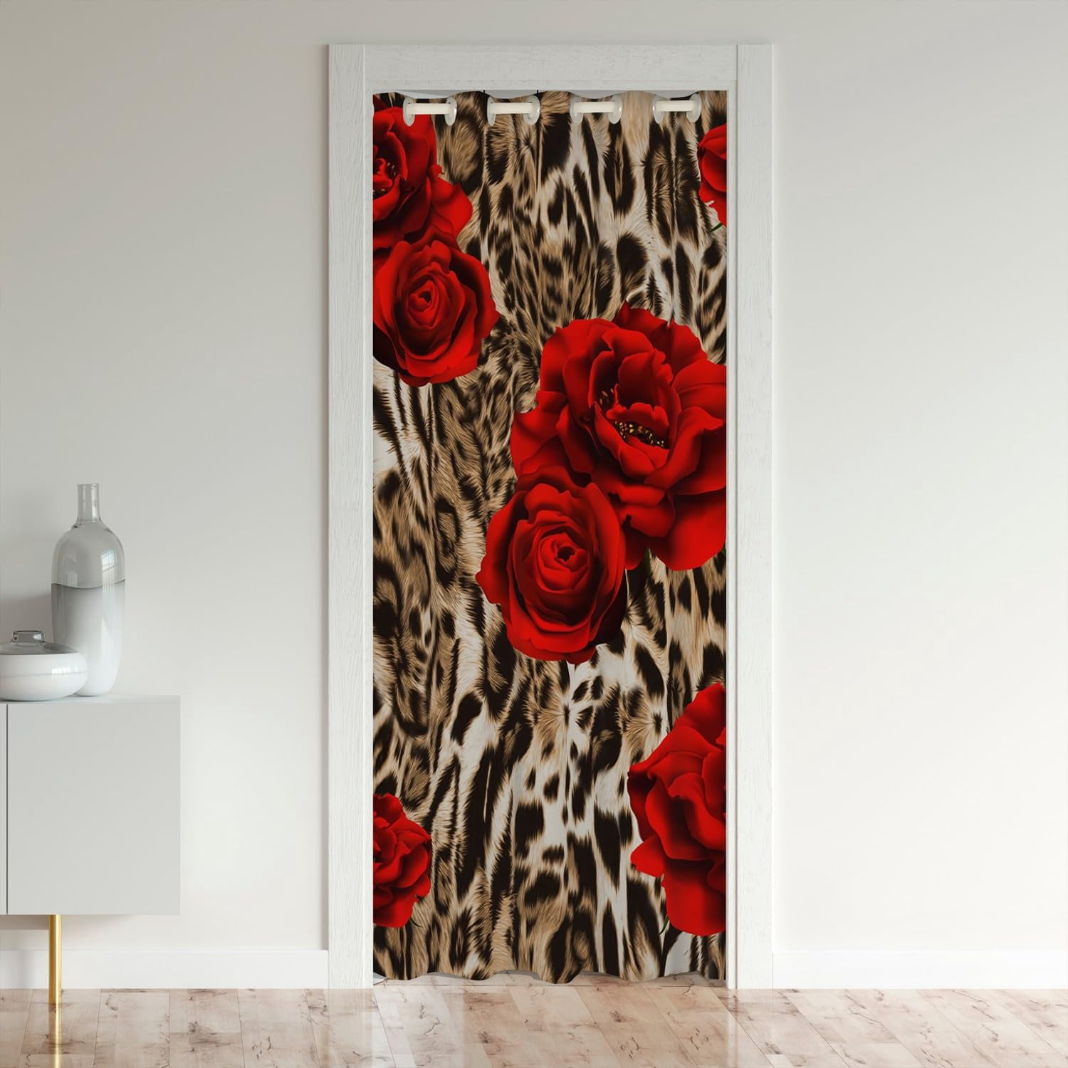 Leopard Cheetah Rose Flower Print Door Curtains Closet Noren for ...