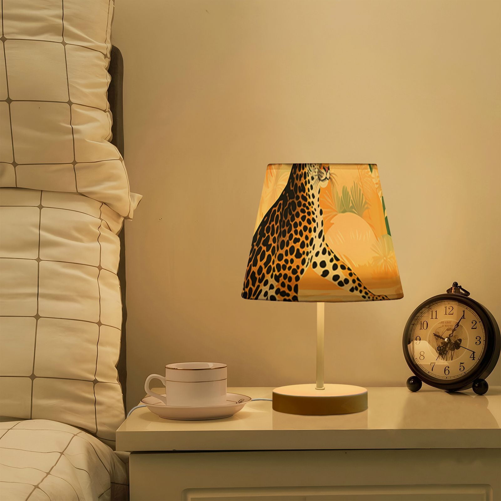 Leopard Cheetah Trees Lake LED Desk Lamp Table Lamp USB Bedside ...