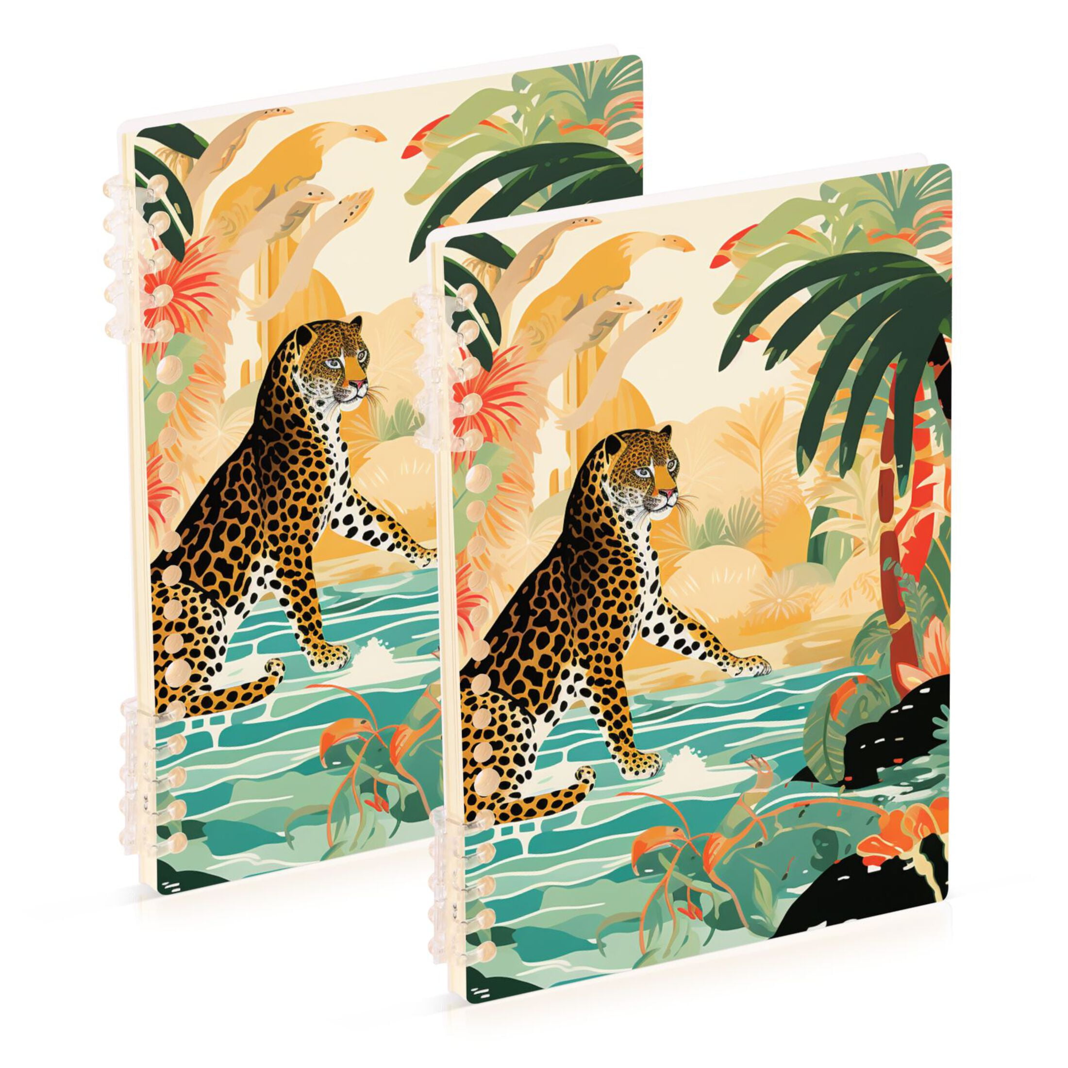 Leopard Cheetah Trees Lake Ring Binder Notebook Journey Note Diary ...