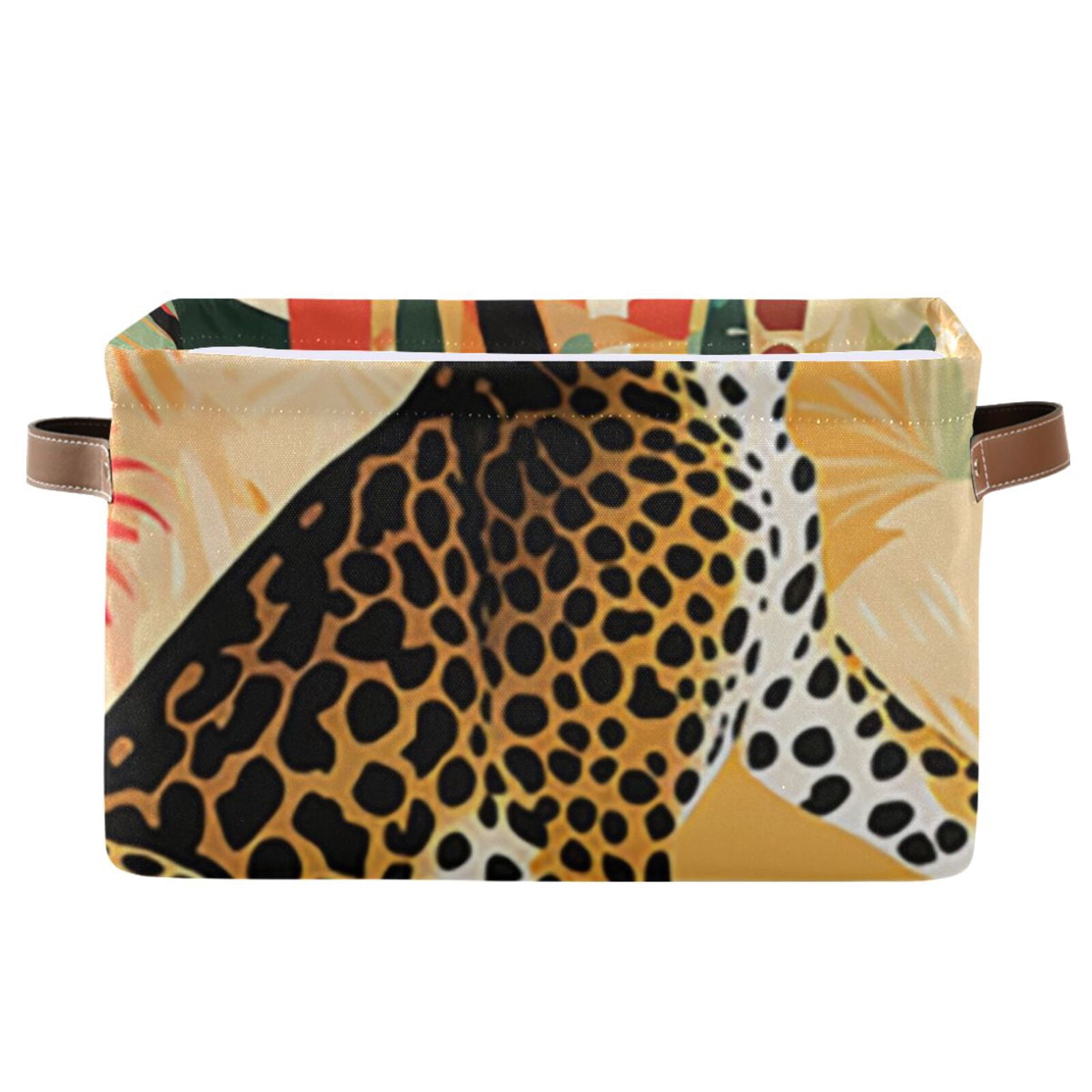 Leopard Cheetah Trees Lake Storage Bins Baskets With Handles Storage ...