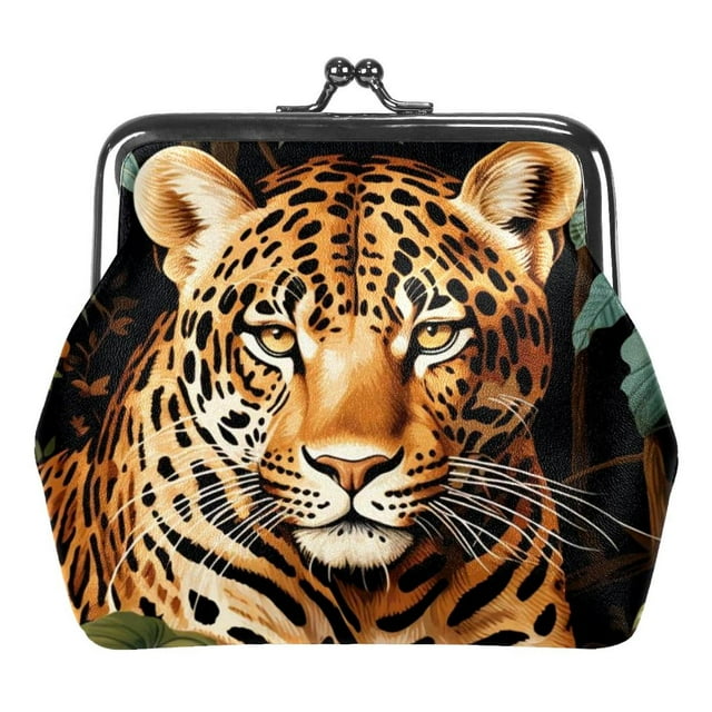 Leopard Coin Purse Vintage Pouch Kiss-lock Change Purse Wallets ...