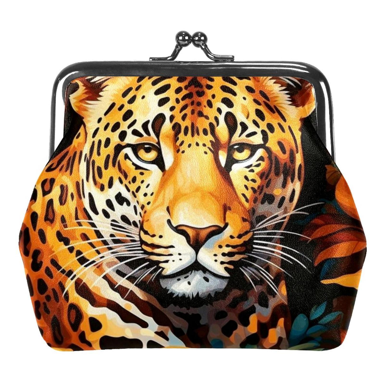 Leopard Coin Purse Vintage Pouch Kiss-lock Change Purse Wallets ...